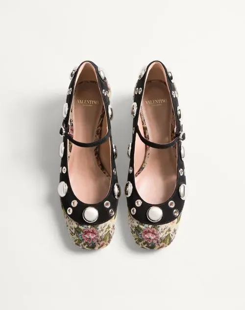 Valentino Garavani 30mm Mary Jane Pumps With Floral Pattern And Cut-out Details