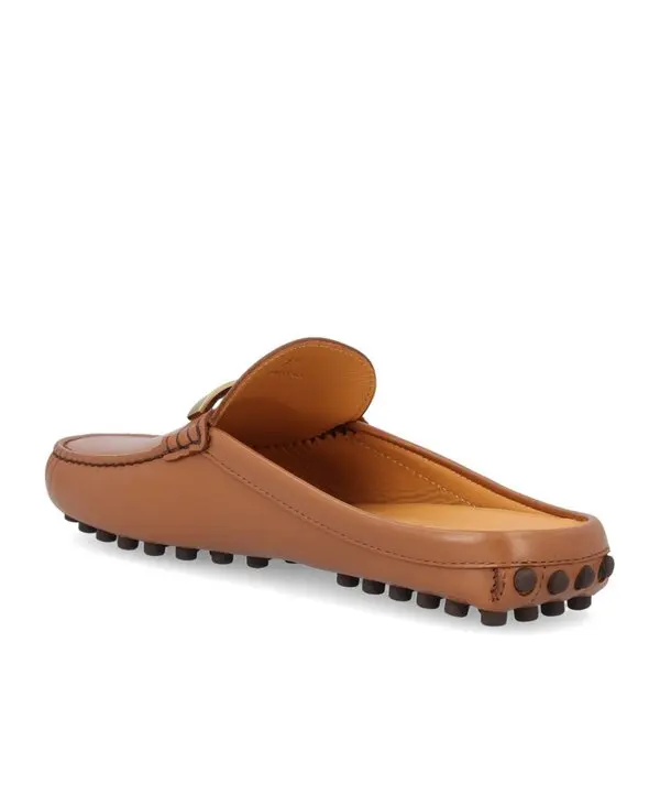 TOD'S Logo Engraved Slip-on Mules - Brown