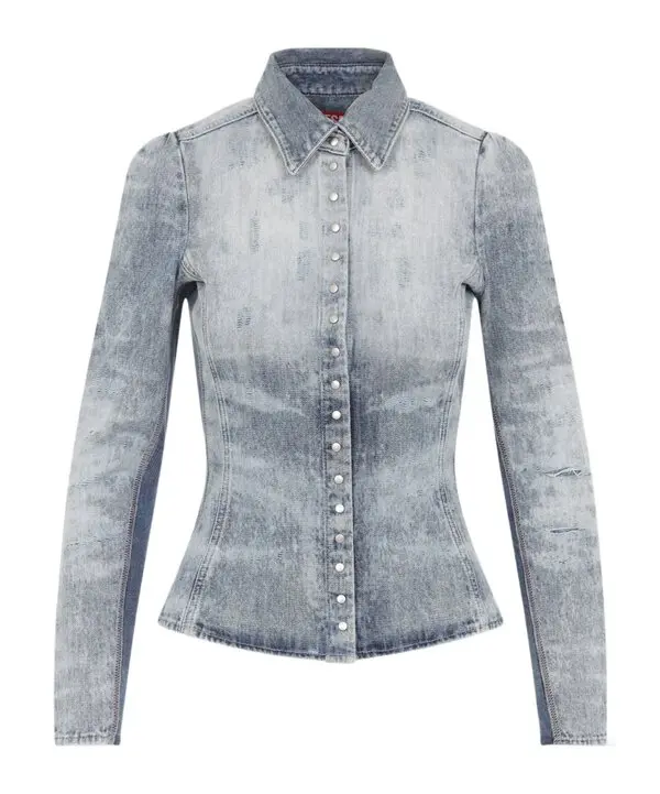 DIESEL® Distressed Honeycomb Denim Shirt