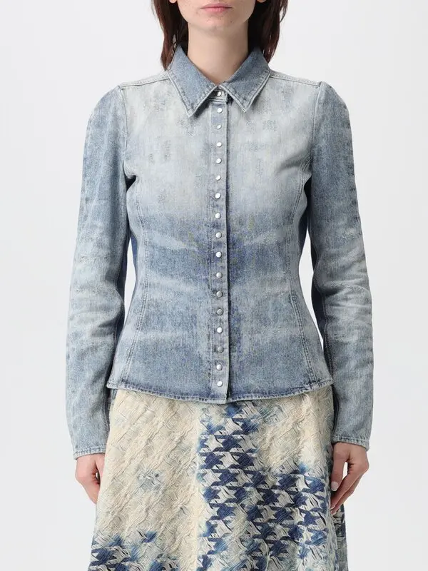 DIESEL® Distressed Honeycomb Denim Shirt - Gray