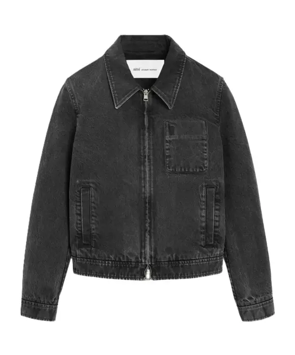 AMI Paris Zip-up Denim Jacket - Black