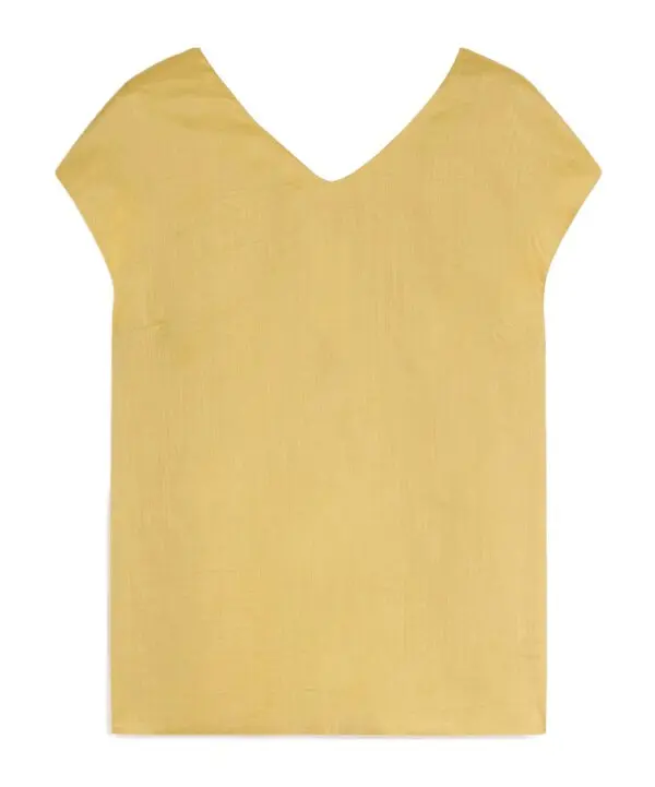 Max Mara Sleeveless V-neck Top With Side Slits - Sunshine Yellow