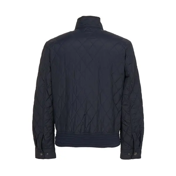 Burberry Quilted Zip-up Bomber Jacket With Ribbed Hem - Navy