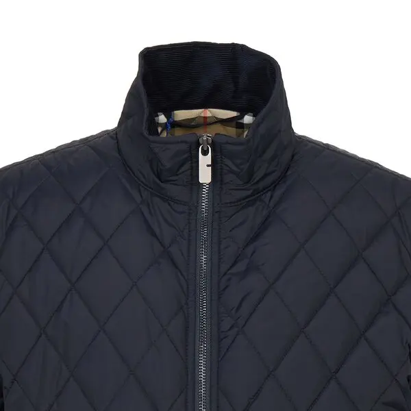 Burberry Quilted Zip-up Bomber Jacket With Ribbed Hem - Navy