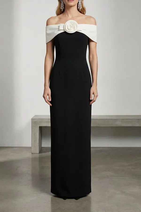SELF-PORTRAIT Crepe Flower Maxi Dress