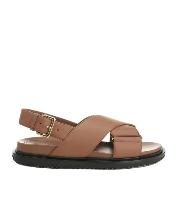 Marni Leather Fussbett Sandals - Brown