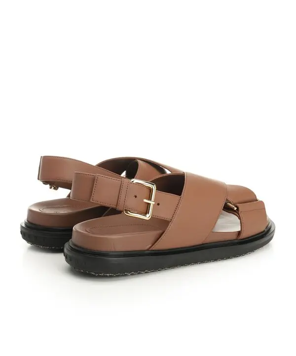Marni Leather Fussbett Sandals - Brown