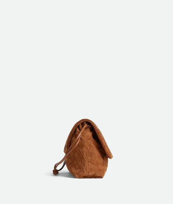 Bottega Veneta Giorno Woven Suede Shoulder Bag - Amber