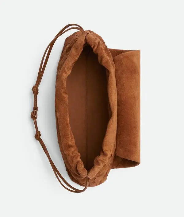 Bottega Veneta Giorno Woven Suede Shoulder Bag - Amber