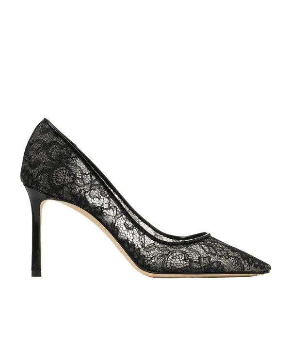 JIMMY CHOO Romy Lace Pointed Toe Pumps - Black