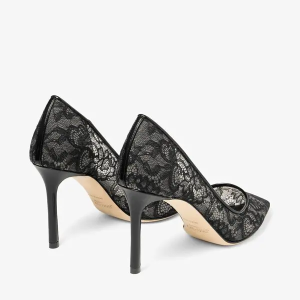 JIMMY CHOO Romy Lace Pointed Toe Pumps - Black