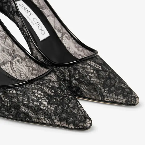 JIMMY CHOO Romy Lace Pointed Toe Pumps - Black