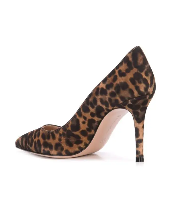 GIANVITO ROSSI Leopard Print Pointed-toe High Heels
