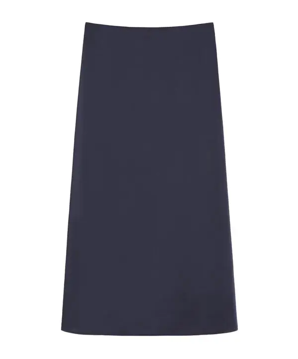 Max Mara Satin Calf-length Skirt - Navy Blue