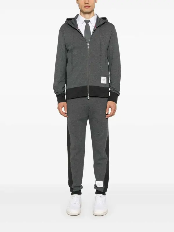 Thom Browne Zip-up Hoodie With Signature Name Tag