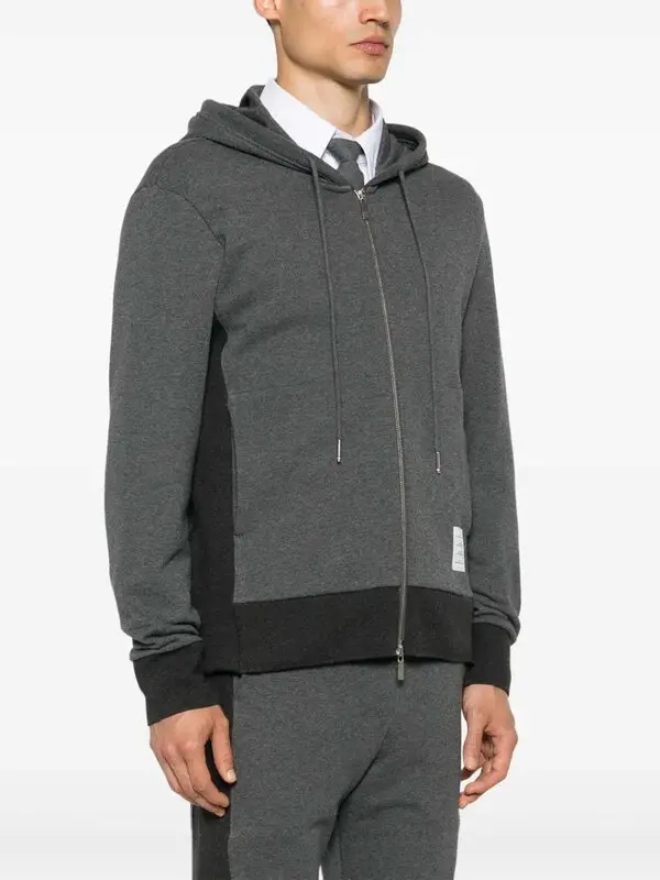 Thom Browne Zip-up Hoodie With Signature Name Tag