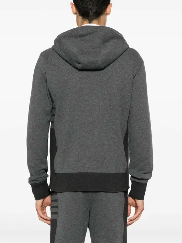 Thom Browne Zip-up Hoodie With Signature Name Tag