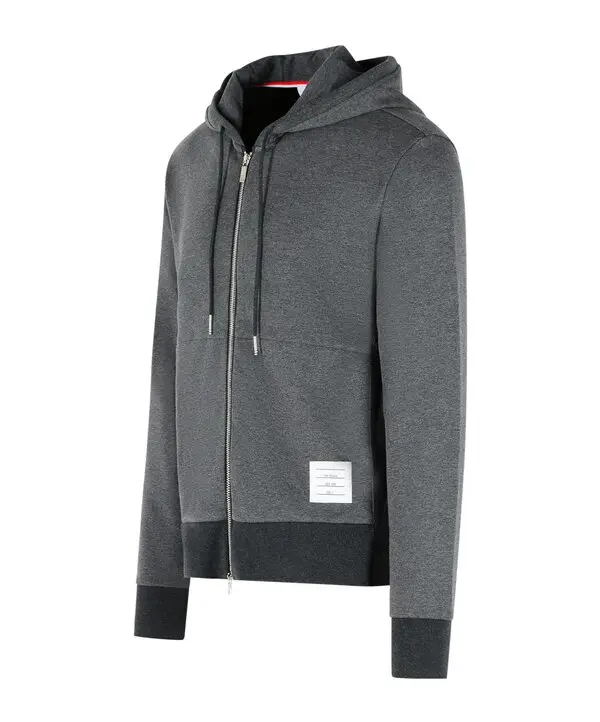 Thom Browne Zip-up Hoodie With Signature Name Tag