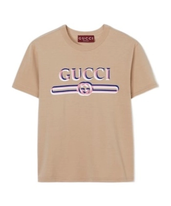 Gucci Logo Print Cotton T-shirt - Camel