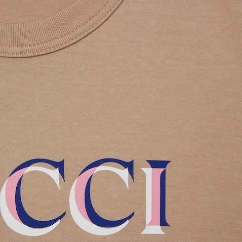 Gucci Logo Print Cotton T-shirt - Camel