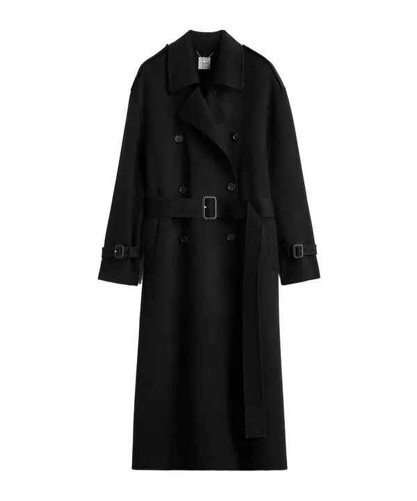 TOTEME Long-sleeved Double-breasted Belted Coat - Black