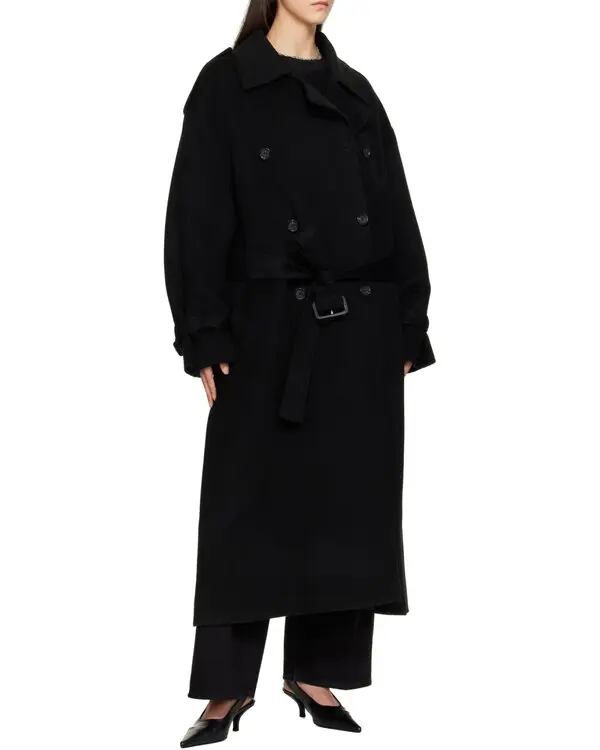 TOTEME Long-sleeved Double-breasted Belted Coat - Black