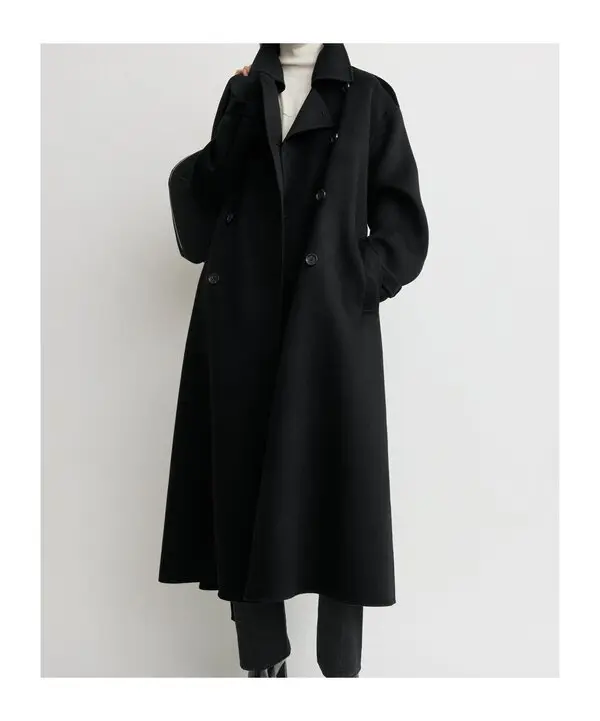 TOTEME Long-sleeved Double-breasted Belted Coat - Black