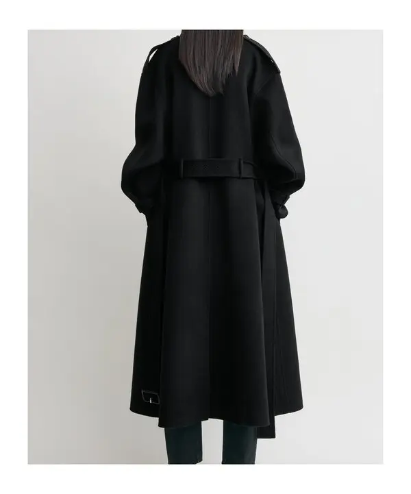 TOTEME Long-sleeved Double-breasted Belted Coat - Black