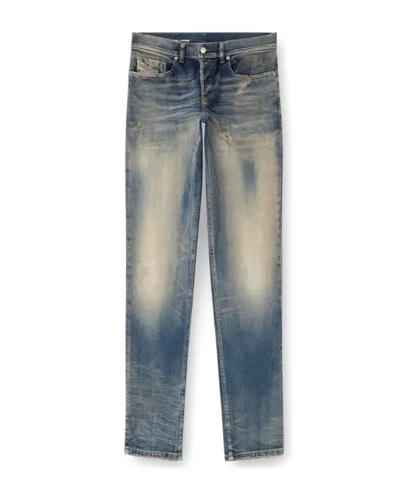 DIESEL® D-definitive Distressed Regular Fit Jeans - Medium Blue