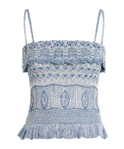 Etro Crocheted Two-tone Ruffle Detail Strappy Top