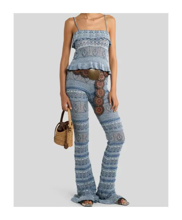 Etro Crocheted Two-tone Ruffle Detail Strappy Top