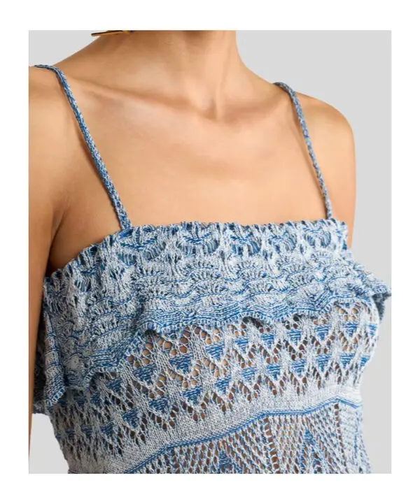 Etro Crocheted Two-tone Ruffle Detail Strappy Top