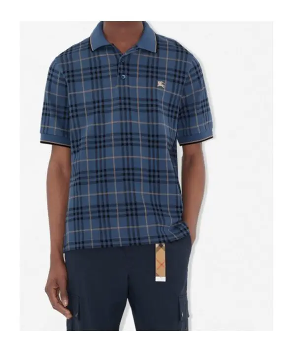 Burberry Logo Embroidered Checked Polo Shirt
