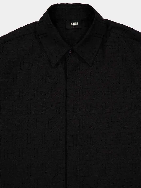 Fendi Ff Jacquard Short-sleeved Shirt - Black