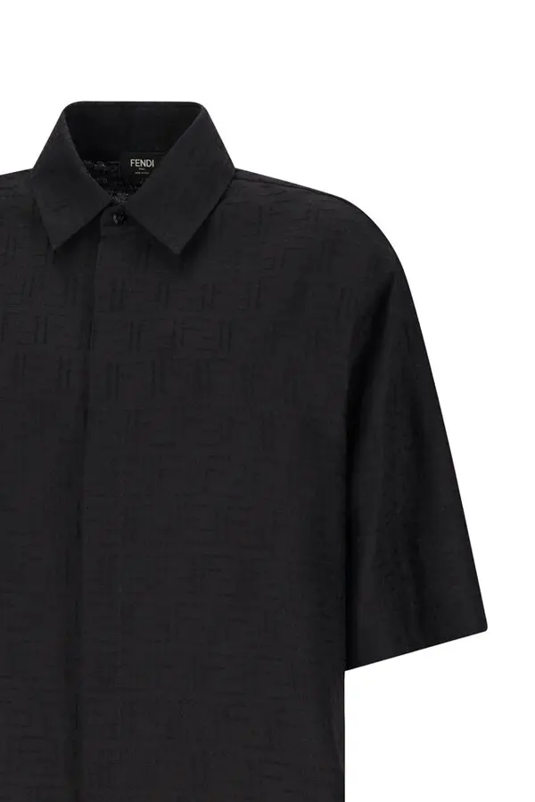 Fendi Ff Jacquard Short-sleeved Shirt - Black