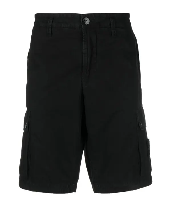 Stone Island Compass Patch Cargo Shorts - Black