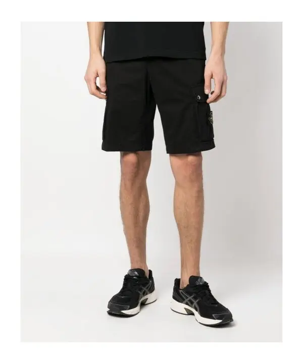 Stone Island Compass Patch Cargo Shorts - Black
