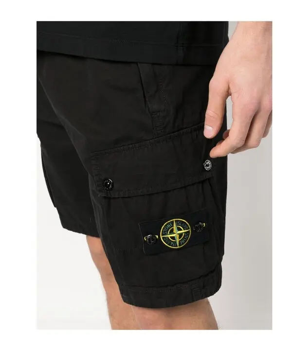 Stone Island Compass Patch Cargo Shorts - Black