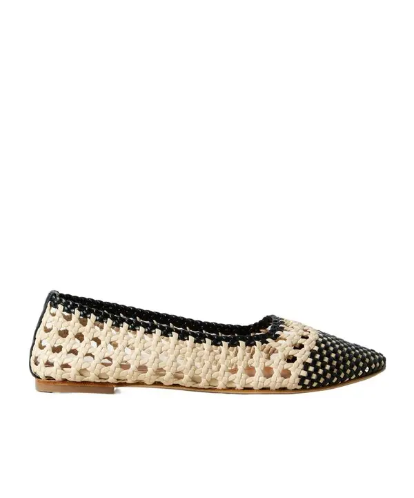 Staud Nell Woven Leather Ballet Flats - Nude