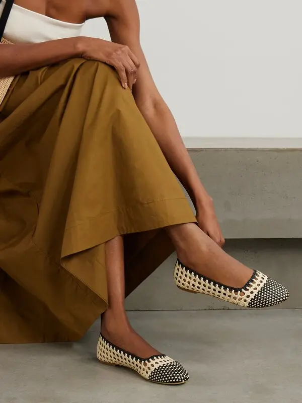 Staud Nell Woven Leather Ballet Flats - Nude