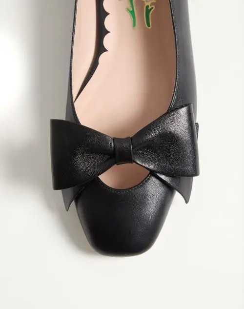 Valentino Garavani Bow Detail Round Toe Ballet Flats - Black