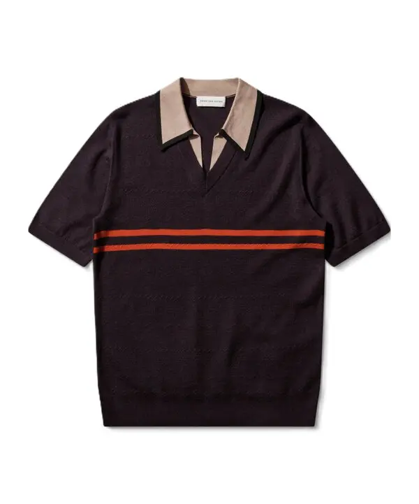 Dries Van Noten Striped Knitted Polo Shirt