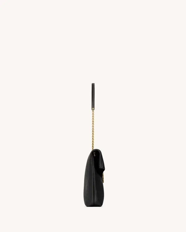 Saint Laurent Logo Plaque Foldover Top Clutch Bag - Black
