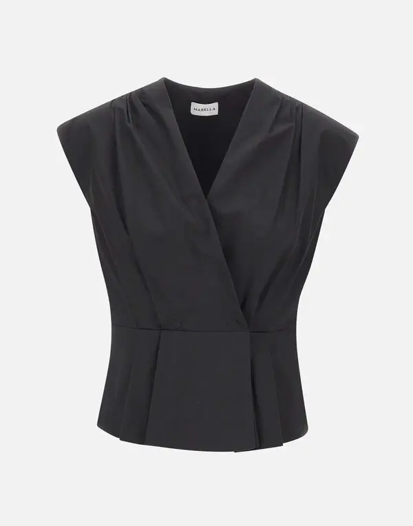 Marella Bazar Wrap V-neck Top - Black