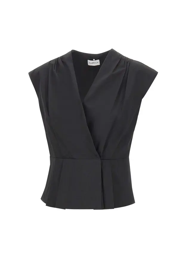 Marella Bazar Wrap V-neck Top - Black