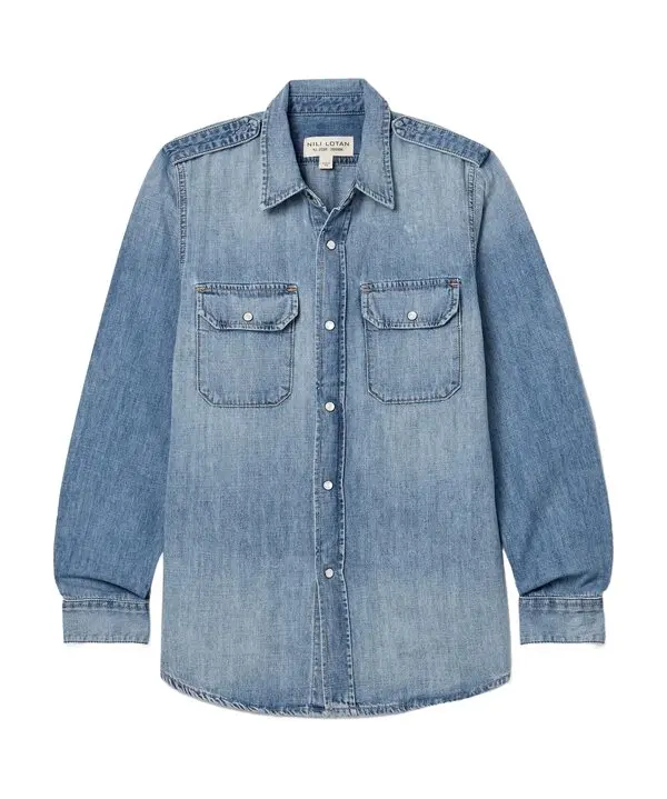NILI LOTAN Long-sleeved Denim Shirt