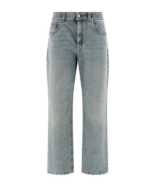 Brunello Cucinelli Retro" Cropped Straight Jeans - Light Blue