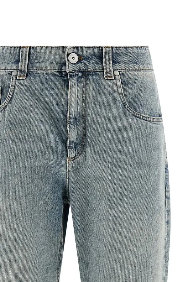 Brunello Cucinelli Retro" Cropped Straight Jeans - Light Blue