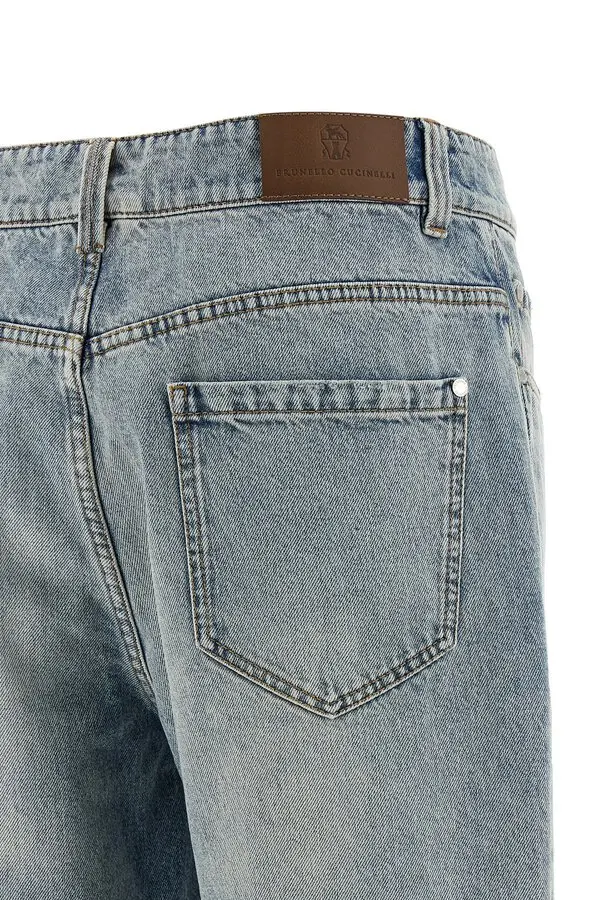 Brunello Cucinelli Retro" Cropped Straight Jeans - Light Blue