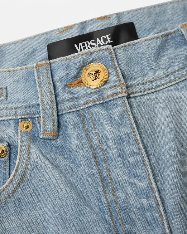 Versace Logo-patch Cropped Jeans